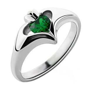 sterling silver green cz uls-16434gr ladies modern claddagh ring (8)