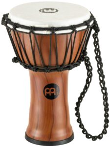 meinl percussion junior djembe hand drum circle instrument, synthetic shell and head — not made in china — compact size rope tuned, 2-year warranty (jrd-ta)