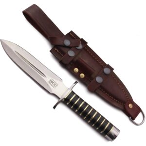 gcs handmade micarta handle d2 tool steel tactical hunting knife with leather sheath full tang blade designed for hunting & edc gcs 166