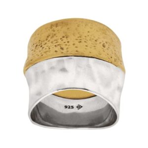 silpada 'rain or shine' textured ring in sterling silver and brass, size 9, size 9