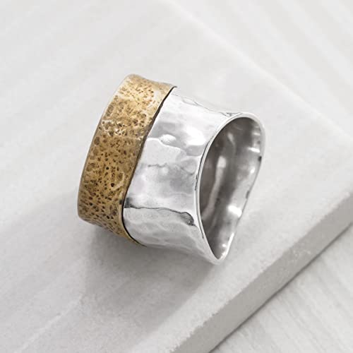 Silpada 'Rain or Shine' Textured Ring in Sterling Silver and Brass, Size 9, Size 9