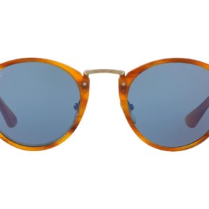 Persol PO3166S Round Sunglasses, Striped Brown/Light Blue, 51 mm