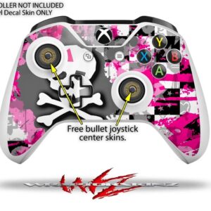 WraptorSkinz Decal Vinyl Skin Wrap Compatible with Xbox One S Console and Controllers - Girly Pink Bow Skull