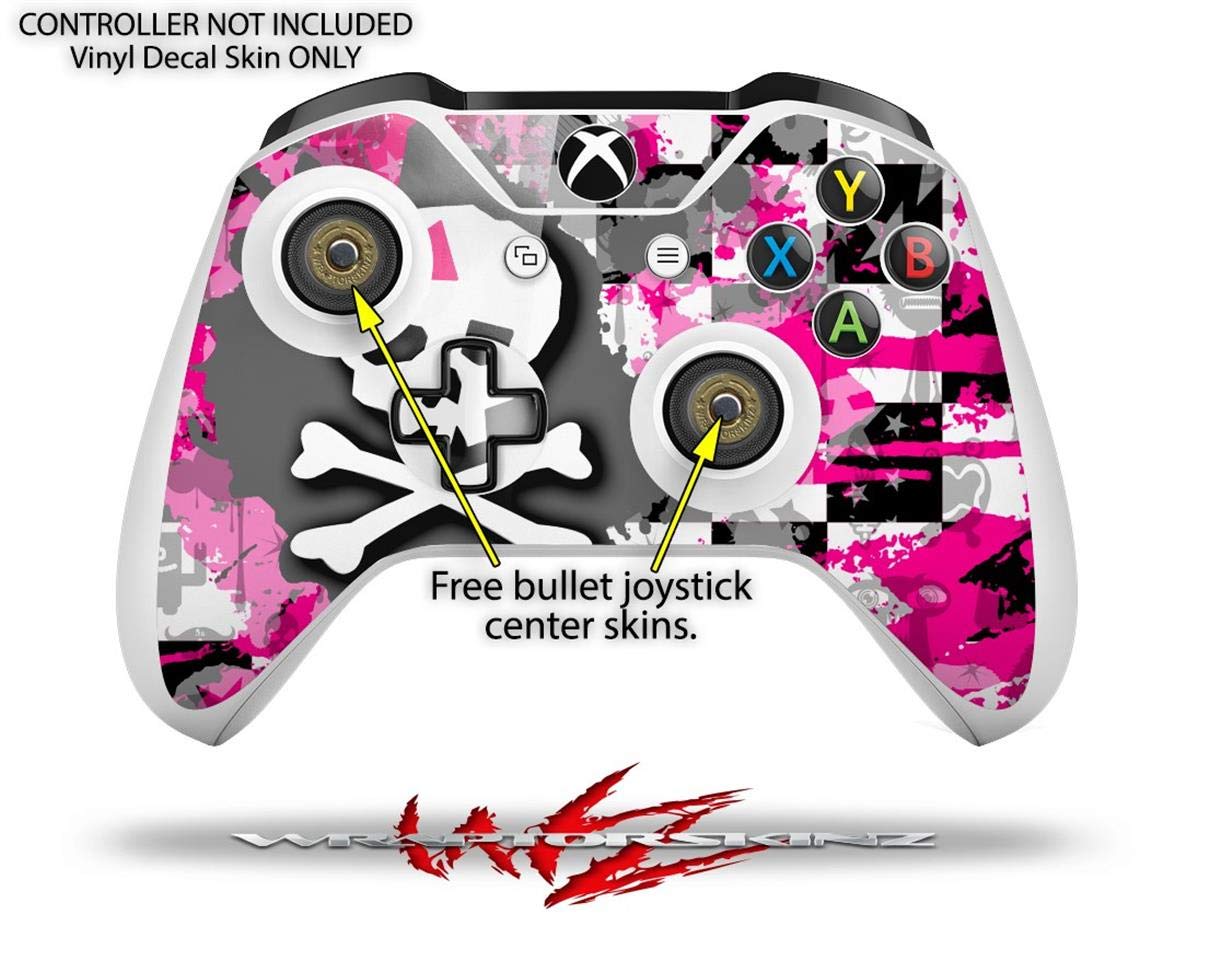 WraptorSkinz Decal Vinyl Skin Wrap Compatible with Xbox One S Console and Controllers - Girly Pink Bow Skull