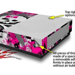 WraptorSkinz Decal Vinyl Skin Wrap Compatible with Xbox One S Console and Controllers - Girly Pink Bow Skull