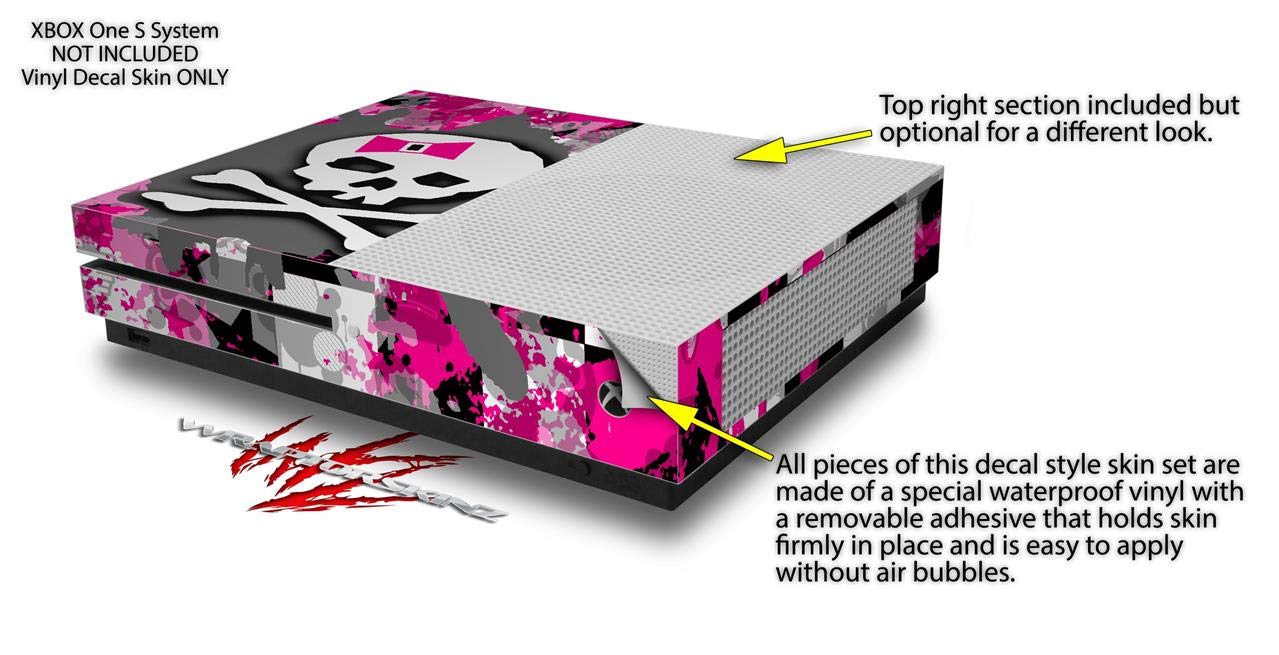 WraptorSkinz Decal Vinyl Skin Wrap Compatible with Xbox One S Console and Controllers - Girly Pink Bow Skull