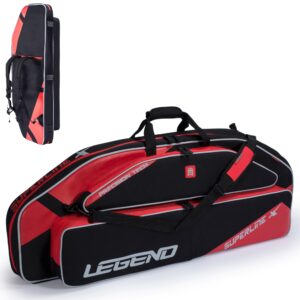 legend superline soft bow case for compound bow - archery bow case with backpack, shoulder straps, padded storage pockets, cam protector, arrow tube holder - travel bag for archery gear - 44" interior