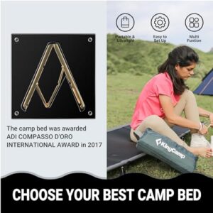 KingCamp Ultralight Camping Cot Bed Weight Capacity 120kg (Black)