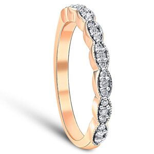 P3 POMPEII3 1/5 cttw Diamond Stackable Womens Wedding Ring 14k Rose Gold - Size 6