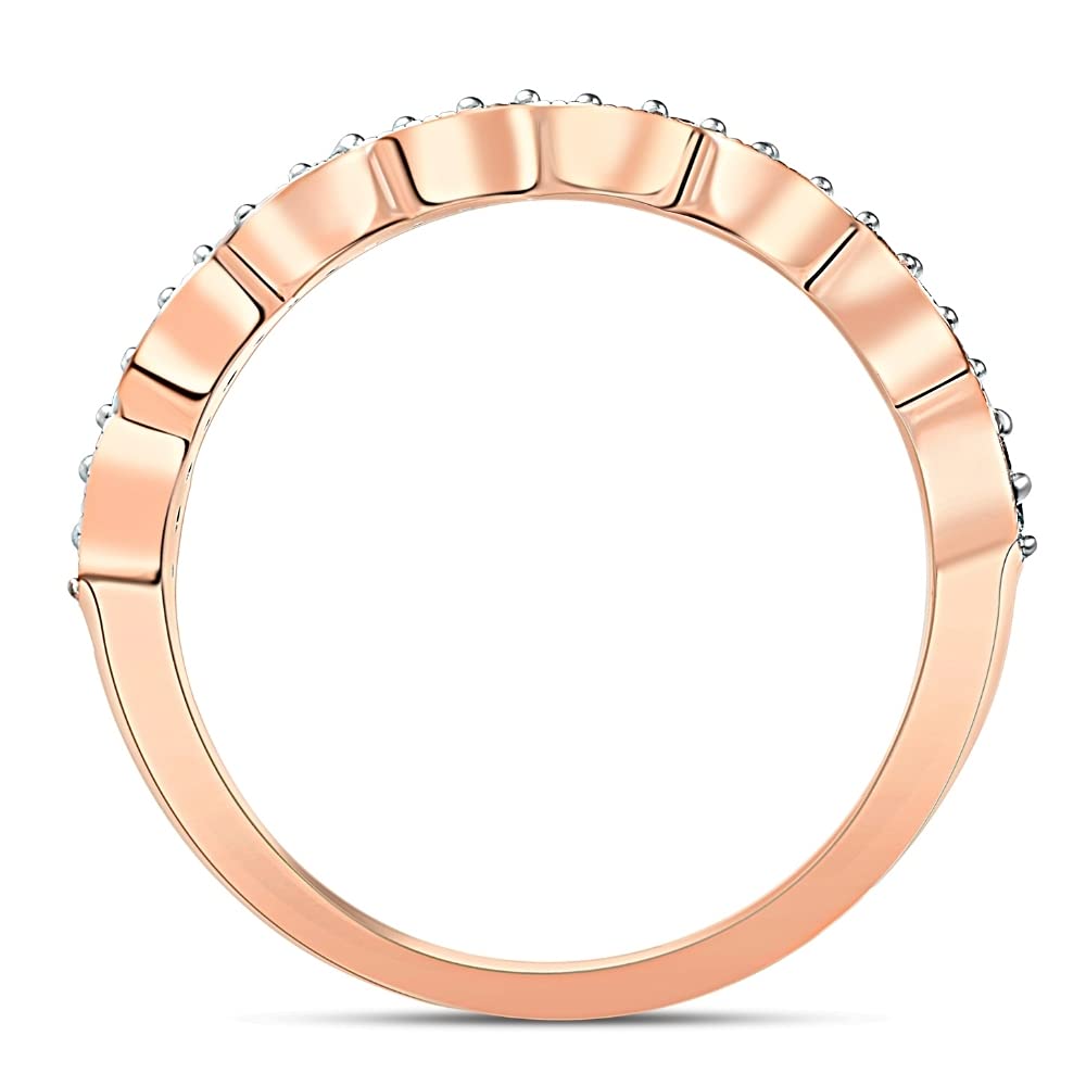 P3 POMPEII3 1/5 cttw Diamond Stackable Womens Wedding Ring 14k Rose Gold - Size 6