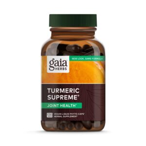 gaia herbs turmeric supreme joint health - joint support supplement - with quercetin,black pepper,boswellia,ginger root,curcuminoids,&more-120 liquid phyto-capsules(30-day supply)