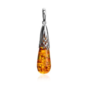 ian and valeri co. amber sterling silver long drop pendant