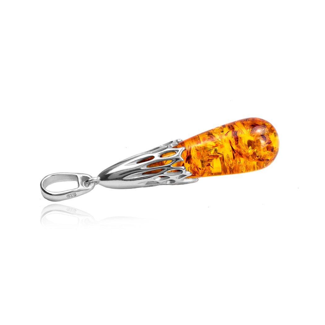 Ian and Valeri Co. Amber Sterling Silver Long Drop Pendant