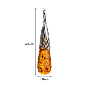 Ian and Valeri Co. Amber Sterling Silver Long Drop Pendant