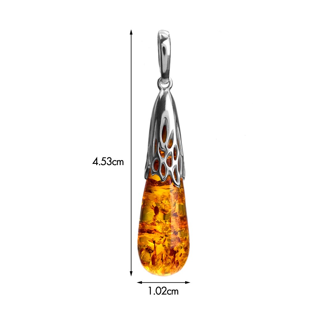 Ian and Valeri Co. Amber Sterling Silver Long Drop Pendant