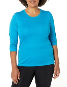 hanes womens sport cool dri performance long sleeve t-shirt shirt, underwater blue, large us