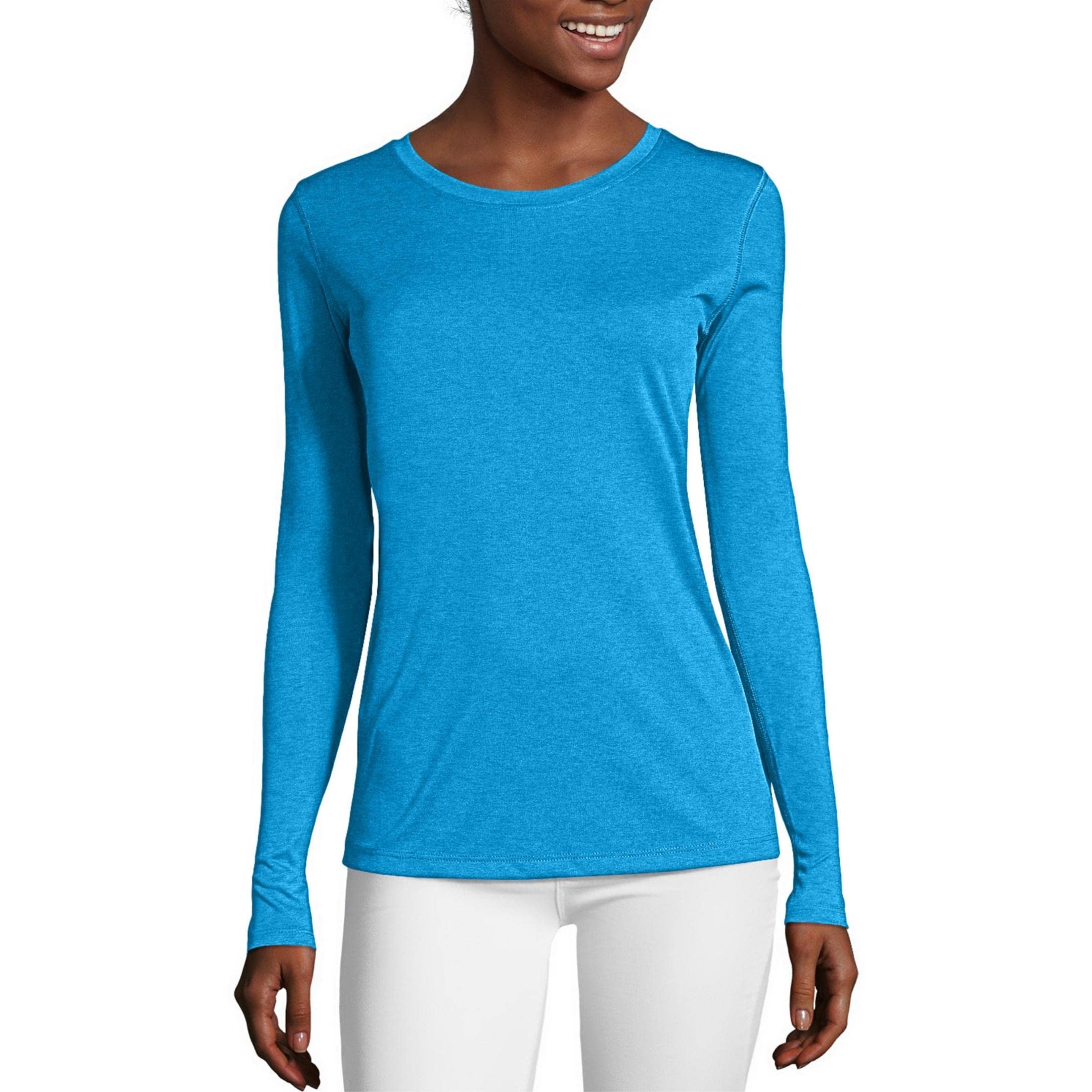 Hanes womens Sport Cool Dri Performance Long Sleeve T-shirt Shirt, Underwater Blue, Large US