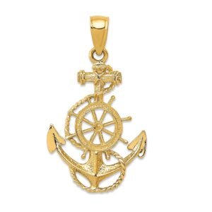 jewels by lux 14k yellow gold anchor and wheel pendant