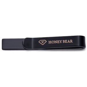 HONEY BEAR Mens Boys Skinny Tie Clip Bar for Narrow Tie Wedding Gift 4cm Black