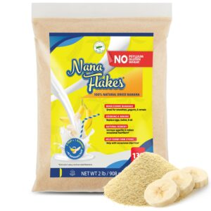 nana flakes 100% pure banana flakes medical food powder - decrease fat intake & natural remedy for diarrhea & heart burn - great source of protein & fiber (banana, two pound bag)