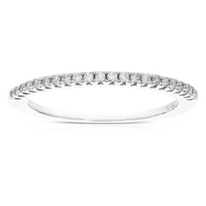 vir jewels 1/6 cttw pave round diamond wedding band for women in 10k white gold prong set, size 6