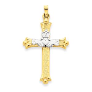 couturejewelers 14k two-tone claddagh cross pendant