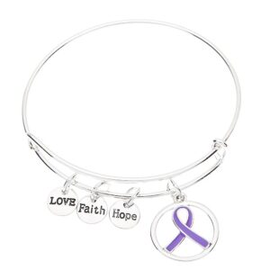 Infinity Collection Purple Ribbon Bracelet, Pancreatic Cancer Bracelet, Purple Ribbon Awareness Bracelet, Gift for Women