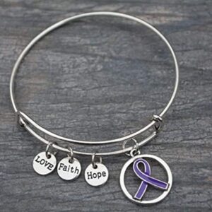 Infinity Collection Purple Ribbon Bracelet, Pancreatic Cancer Bracelet, Purple Ribbon Awareness Bracelet, Gift for Women