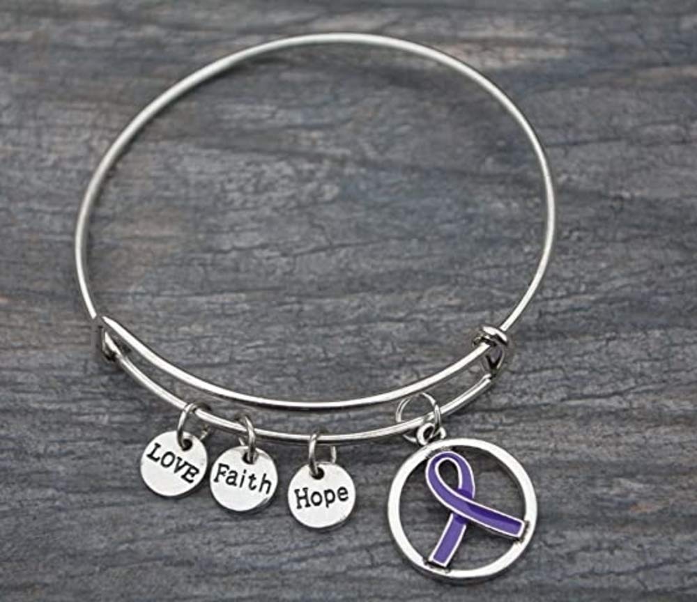 Infinity Collection Purple Ribbon Bracelet, Pancreatic Cancer Bracelet, Purple Ribbon Awareness Bracelet, Gift for Women