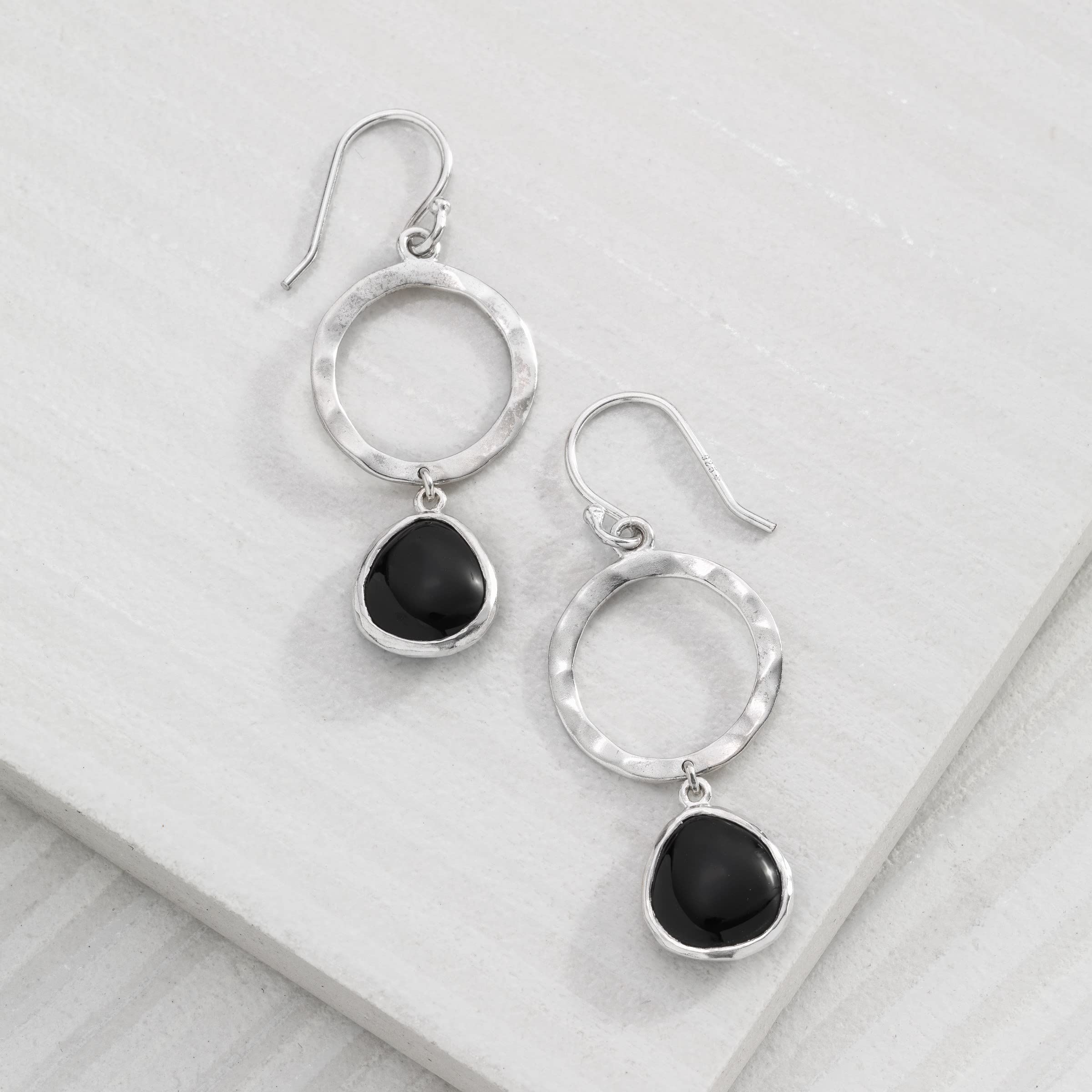 Silpada 'Dark Halo' Natural Black Agate Drop Earrings in Sterling Silver