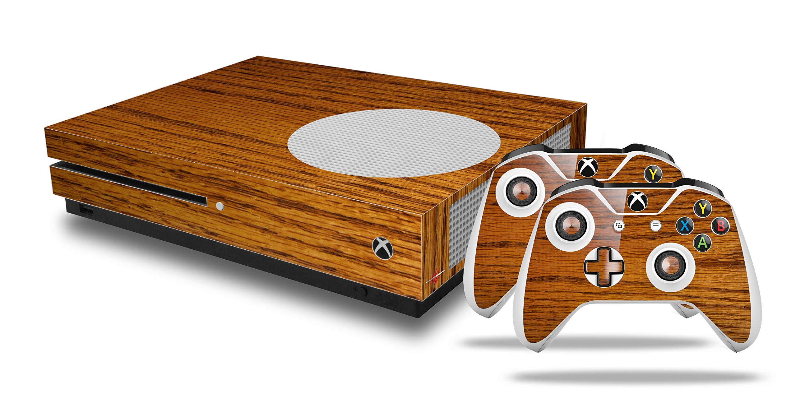 WraptorSkinz Decal Vinyl Skin Wrap Compatible with Xbox One S Console and Controllers - Wood Grain - Oak 01