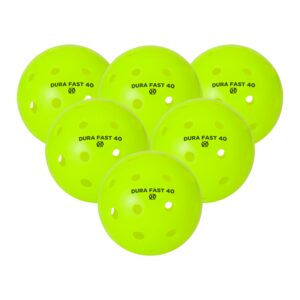 Dura Fast 40 Pickleballs | Outdoor Pickleball Balls | Neon | Pack of 6 | USAPA Approved and Sanctioned for Tournament Play