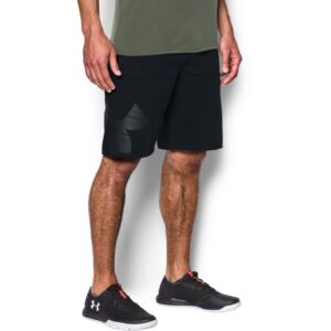 under armour men's rival fleece exploded logo shorts,black (001)/anthracite, small