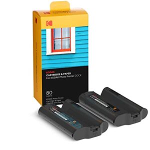 kodak dock plus & dock photo printer cartridge phc-80 – cartridge refill & photo paper- 80 pack