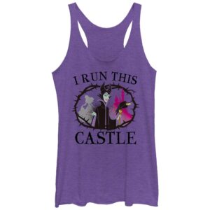 disney women's maleficent i run this castle, purple heather, xx-large