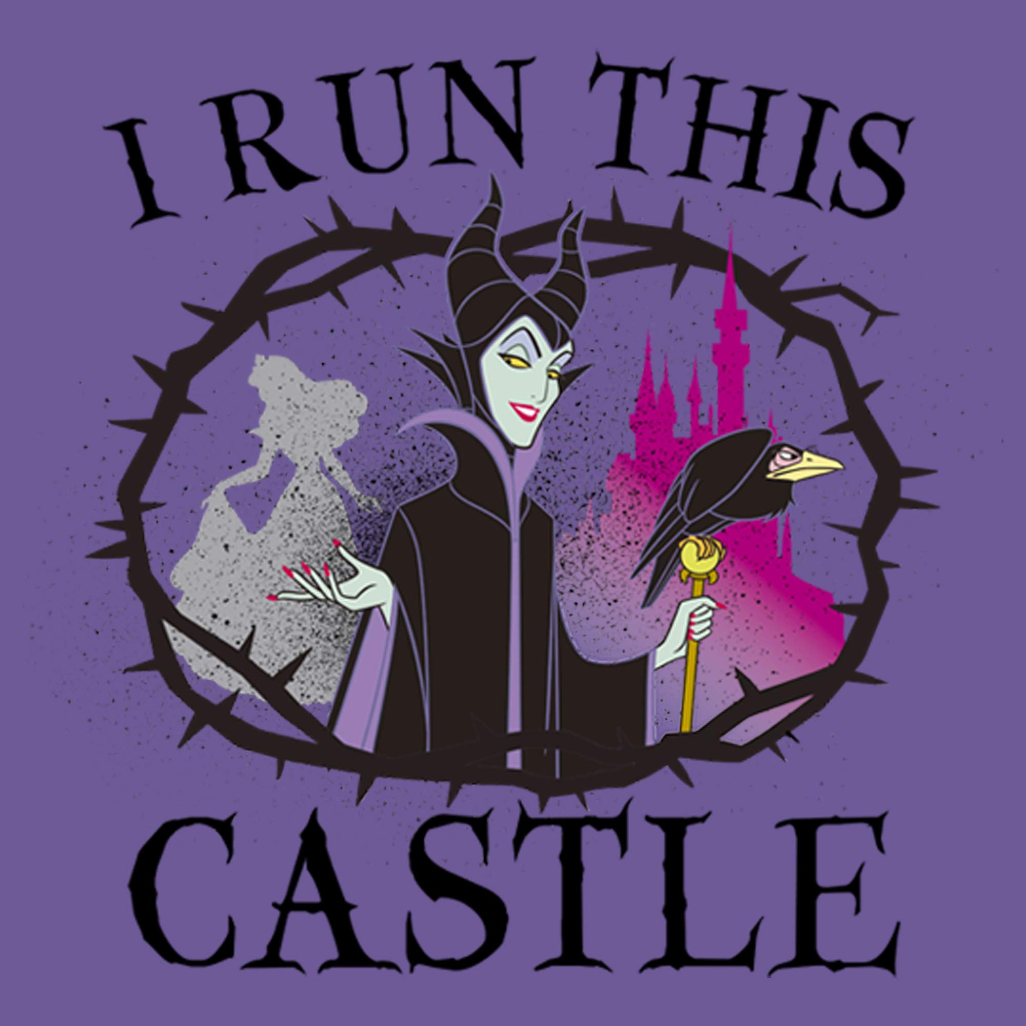 Disney Women's Maleficent I Run This Castle, Purple Heather, XX-Large