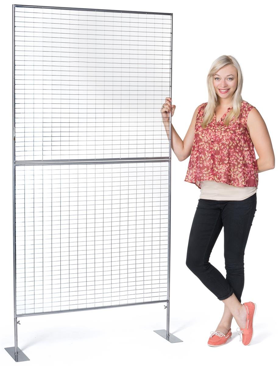 Displays2go Gridwall Panel Displays, Iron with Powder Coated Finish, Sold in 2 Pieces - Silver (ADP62P)