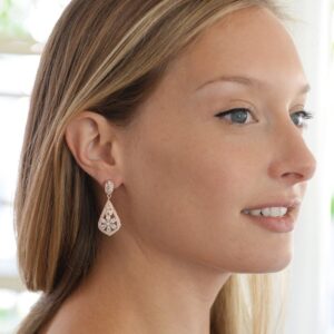 Mariell CZ Clip On Rose Gold Earrings - Art Deco Jewelry for Weddings, Bridal, Bridesmaids & Formals