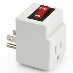 3 prong grounded single port power adapter for outlet with indicator lighted on/off switch to be energy saving (1 pack)