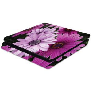 mightyskins skin compatible with sony ps4 slim console - purple flowers | protective, durable, and unique vinyl decal wrap cover | easy to apply, remove, and change styles | made in the usa