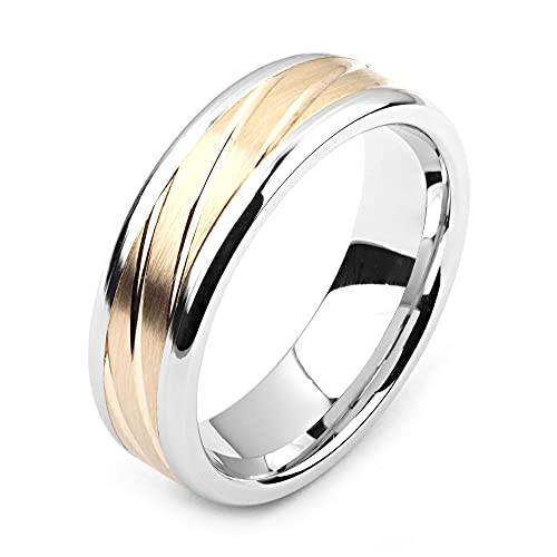 Alain Raphael 7 millimeters wide two-tone cobalt & 14K yellow gold wedding band (solid, not plated)