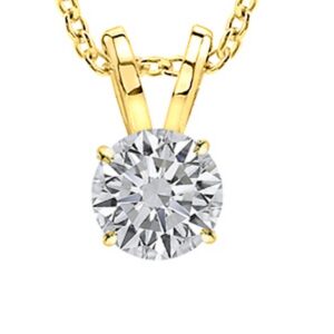 houston diamond district 0.5 carat 14k yellow gold round diamond 4 prong solitaire pendant necklace h-i color i1 clarity