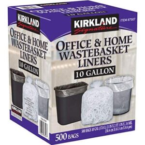 kirkland signature-87507 wastebasket liners, clear, 10 gallon, 500 ct