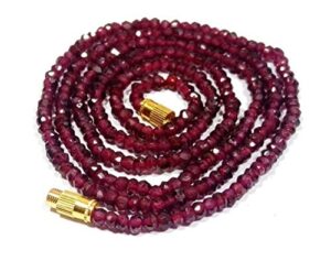 love kush 1 strand natural indian garnet beads necklace - faceted beaded 16" necklace - 24k gold plated beads necklace jewelry