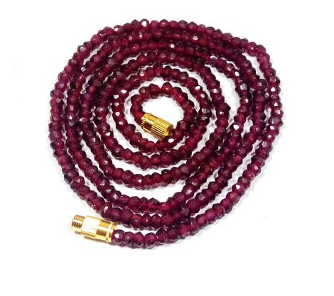 LOVE KUSH 1 Strand Natural Indian Garnet Beads Necklace - Faceted Beaded 16" Necklace - 24k Gold Plated Beads Necklace Jewelry