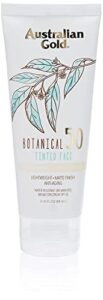 australian gold botanical sunscreen tinted face mineral lotion spf 50, 3 ounce | broad spectrum | water resistant