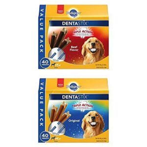 pedigree dentastix large treats for dogs, (2) 4.16 lb packs (80 treats)