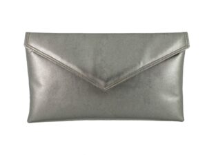 loni women's synthetic envelope clutch/bag medium gunmetal pewter