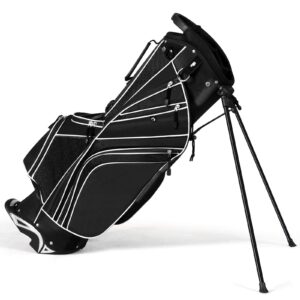 Tangkula Golf Stand Bag with 6 Way Top Dividers, Lightweight Golf Bag with Adjustable Dual Strap & 8 Pockets, Waterproof Rain Hood, Portable for Men Women