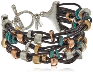 robert lee morris femme petal patina mixed metal bead multi-row toggle bracelet